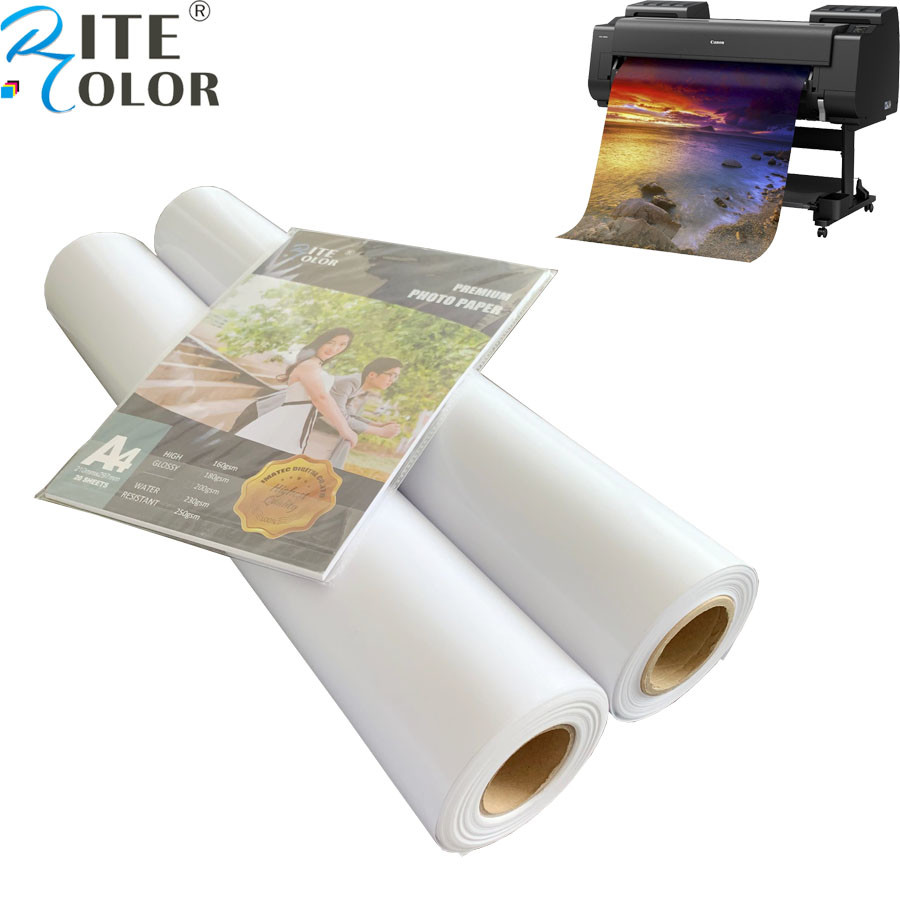 Inkjet Rc Glossy Photo Paper Luster Paper Roll For Canon Epson Digital Printing